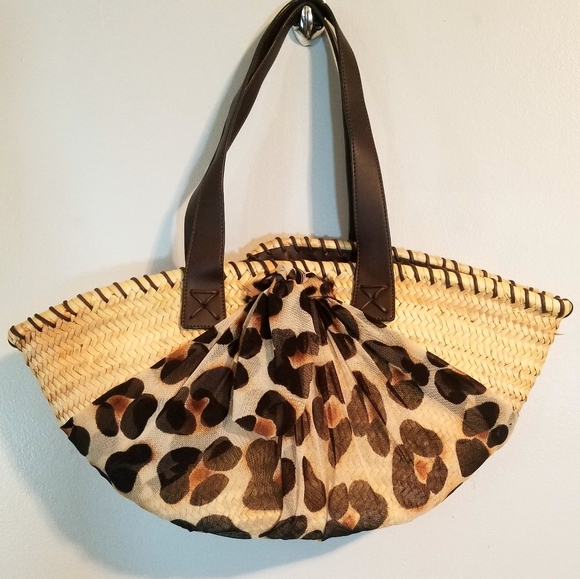 Bacamunda | Bags | Bacamunda Italian Woven Tote Bag W Cheetah Print ...